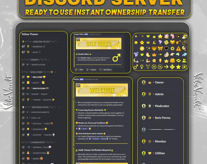 Yellow Discord Server | Ready-to-use Community Template - Etsy