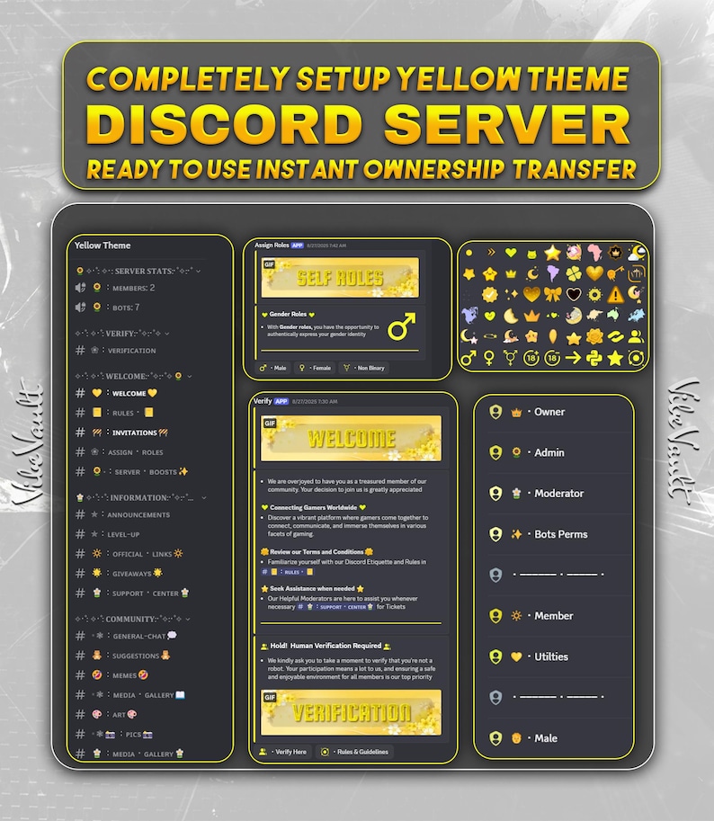 Yellow Discord Server | Ready-to-use Community Template - Etsy