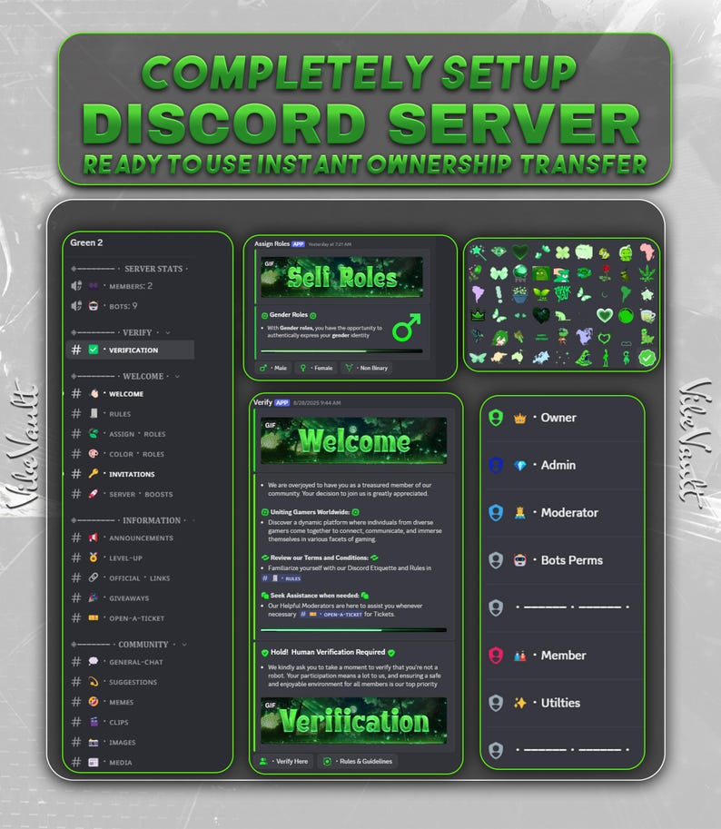 Green Cottagecore Discord Server | Fully Setup Chat - Etsy