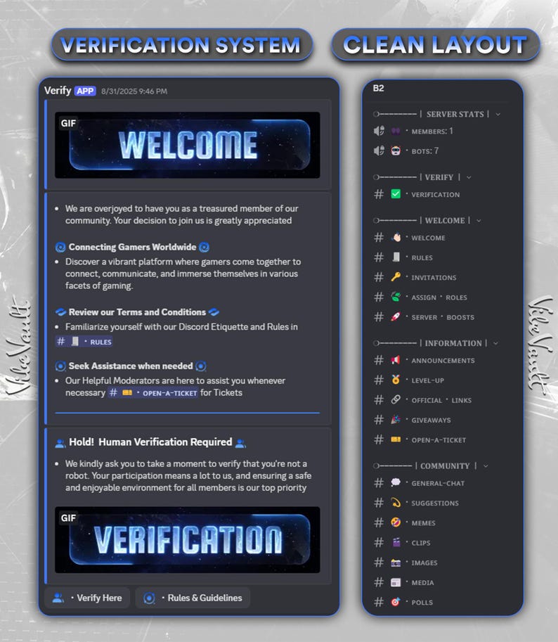Blue Discord Server | Pre-made, Fully Setup (digital Download - Etsy