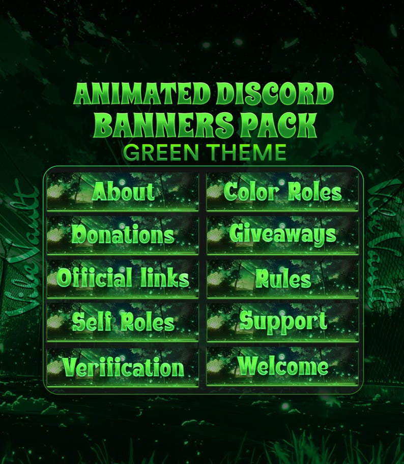 Animated Green Discord Banners | Aesthetic Server Pack (digital ...