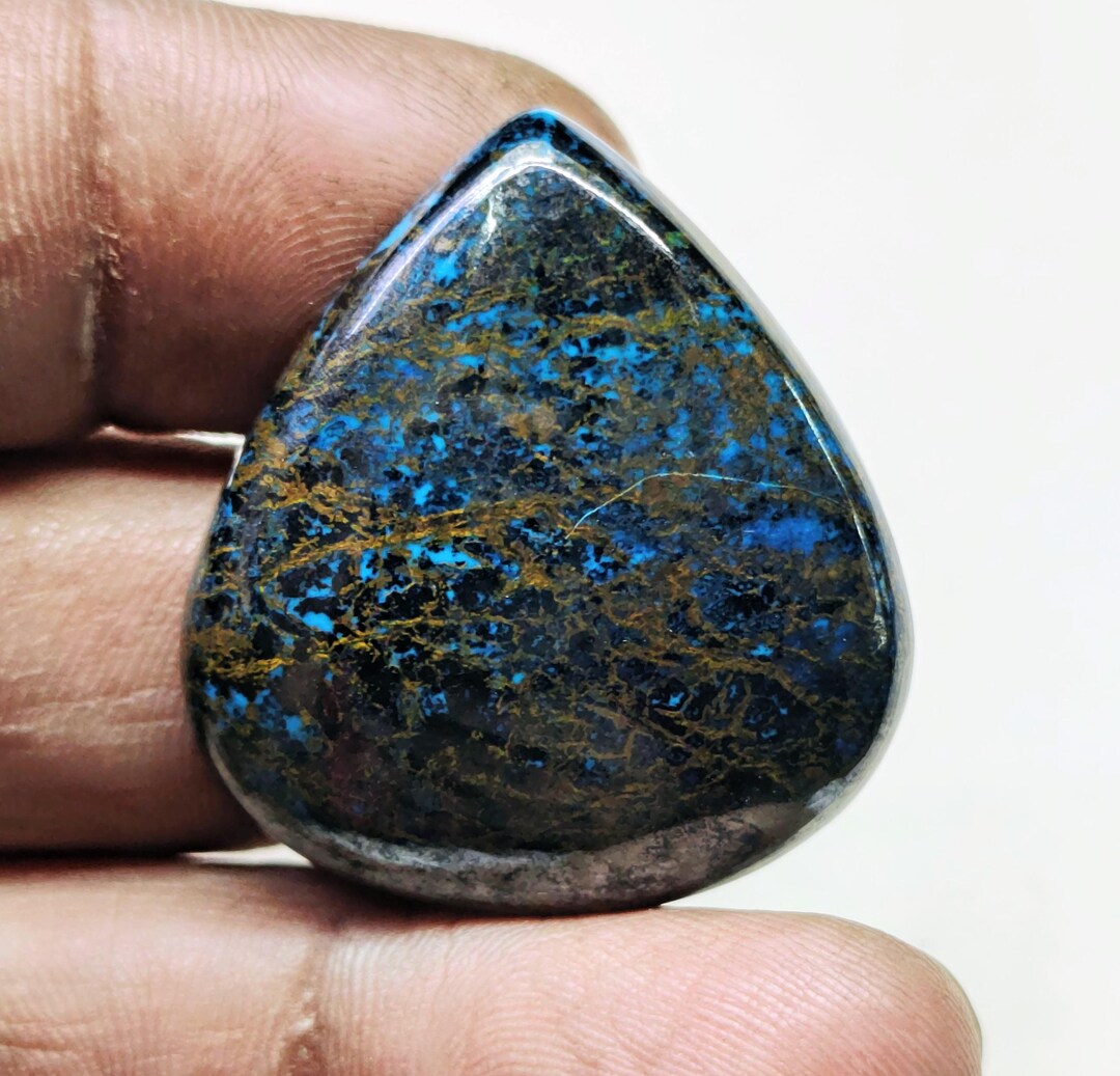 Natural Blue Azurite Cabochon Stone 30x27x7mm 68.40cr. – Pear Shape ...