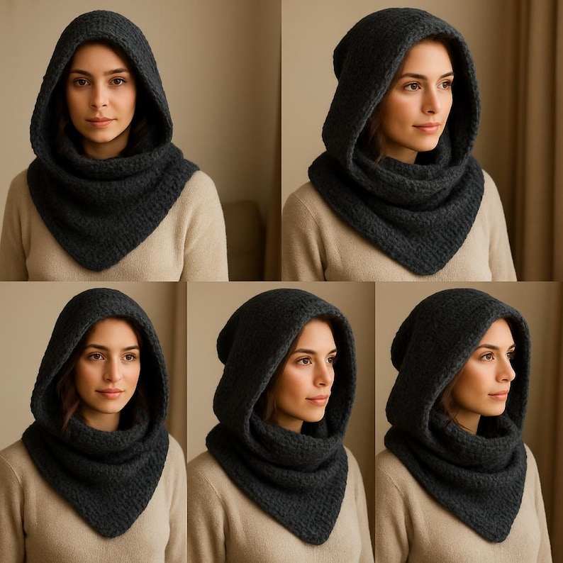 Hooded Cowl Crochet Pattern – Customizable Family Sizes (PDF Pattern ...