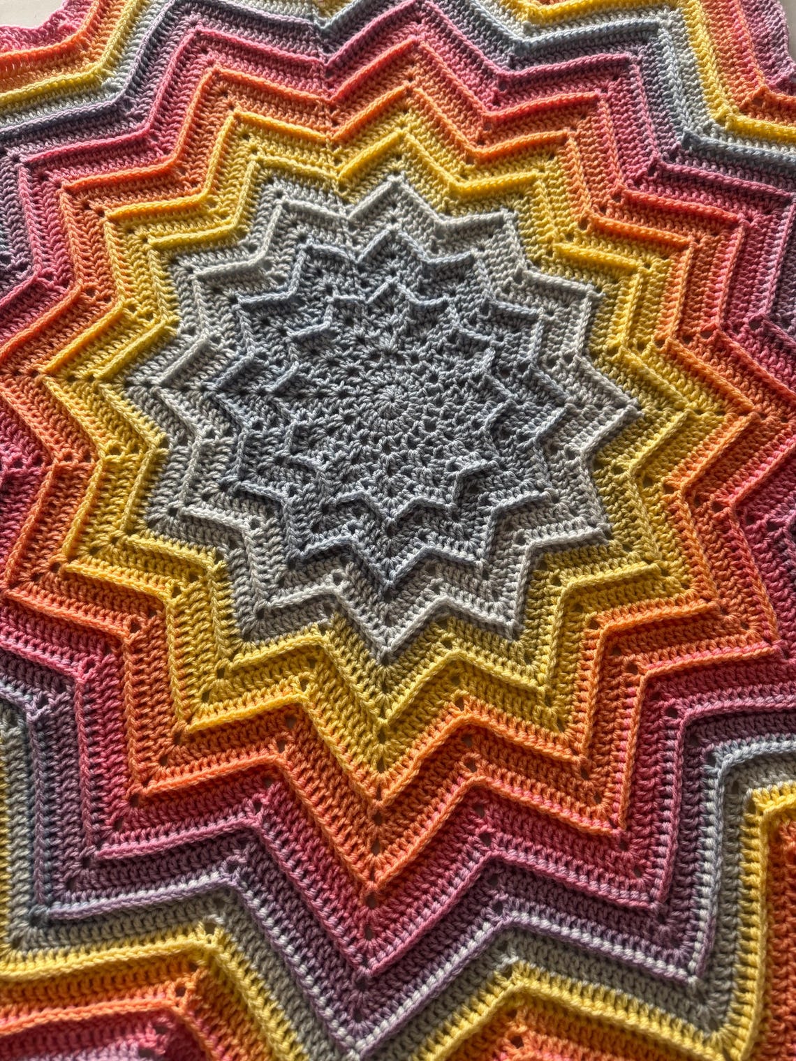 Hand-crocheted Starburst Baby Blanket – “narnia” Gradient | Soft Ombre ...