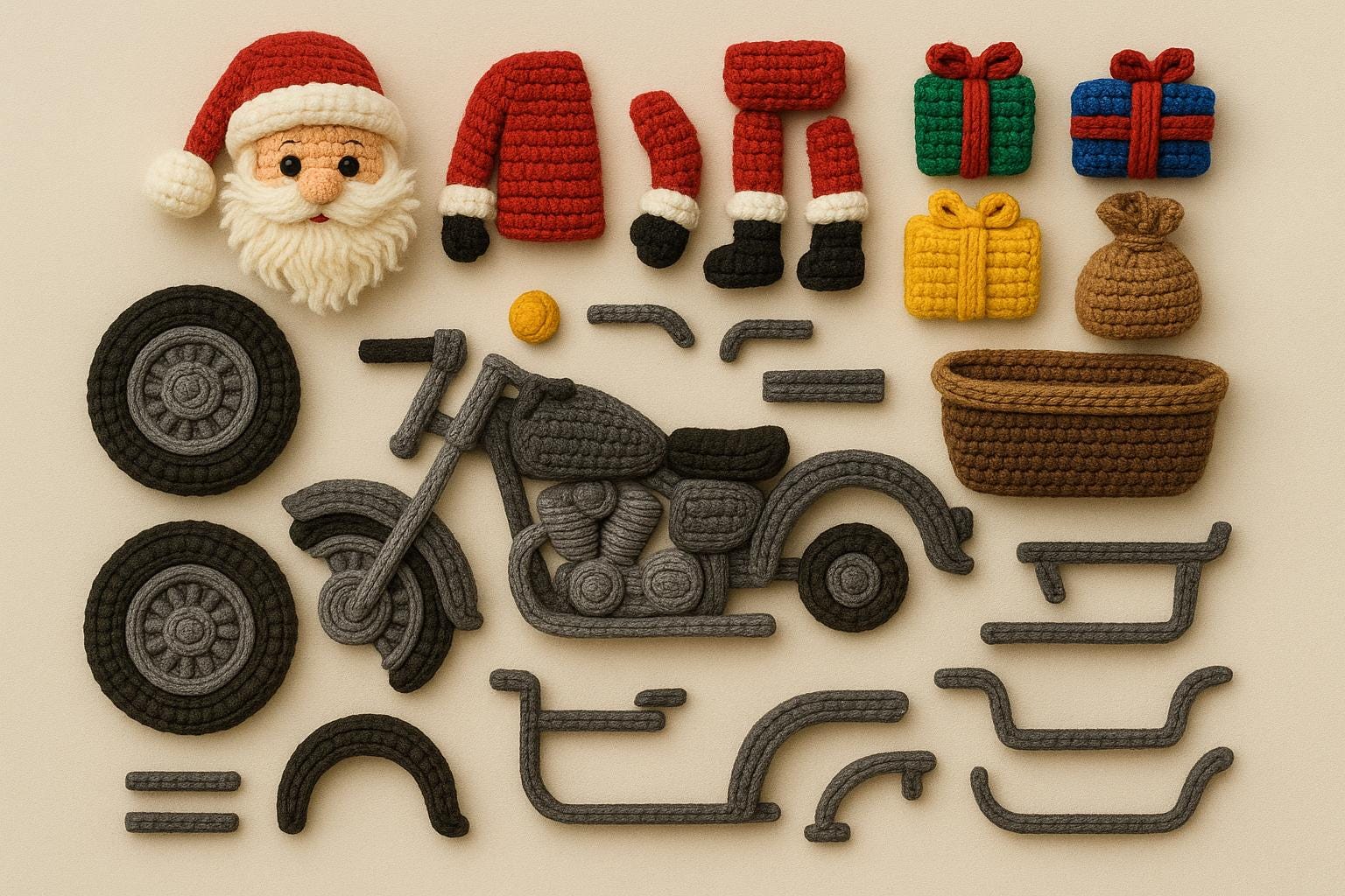 Santa Motorcycle With Sidecar – Amigurumi Crochet Pattern Set - Etsy