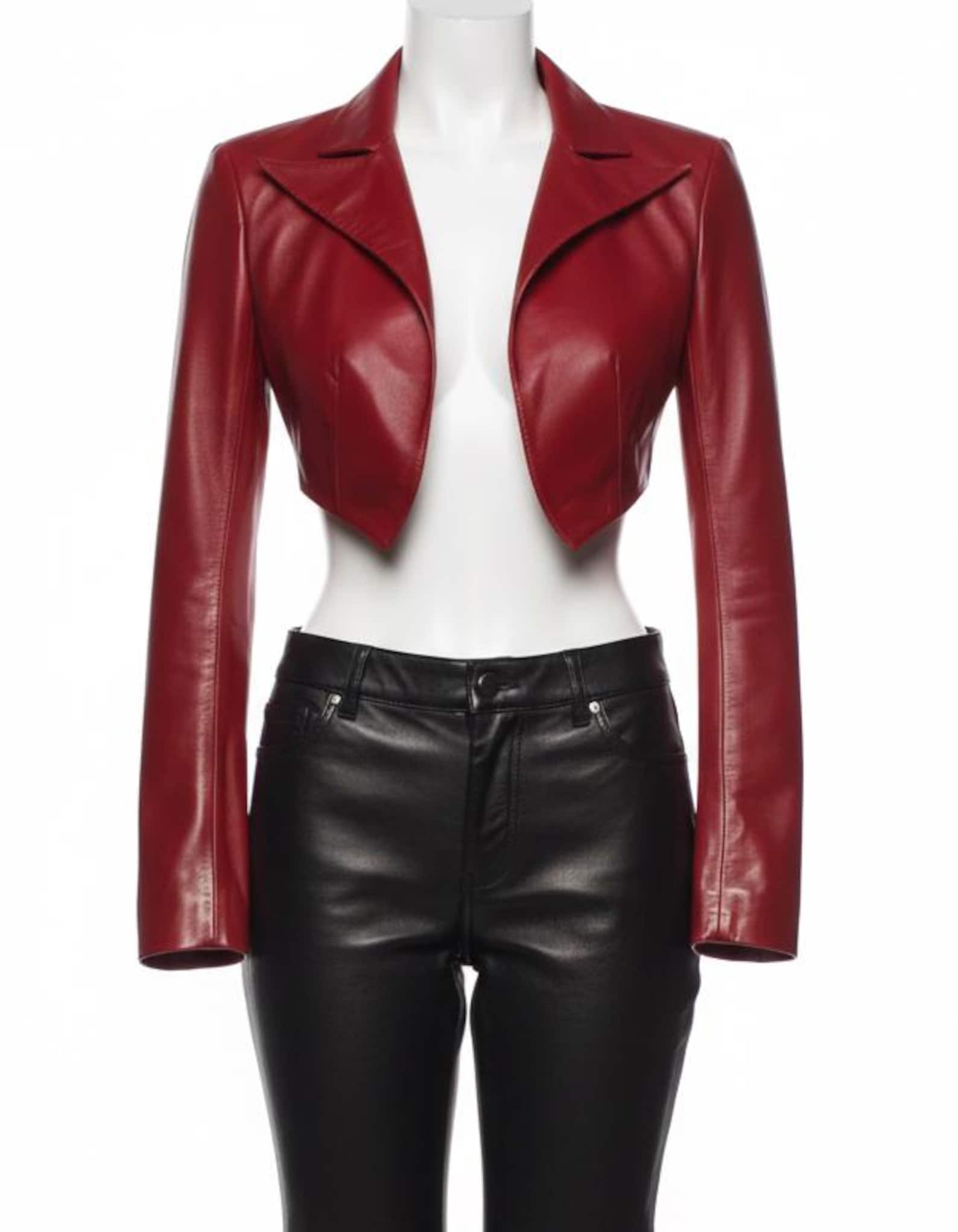 Bold Red Leather Bolero Top : Women's Cropped Shrug Jacket - Etsy