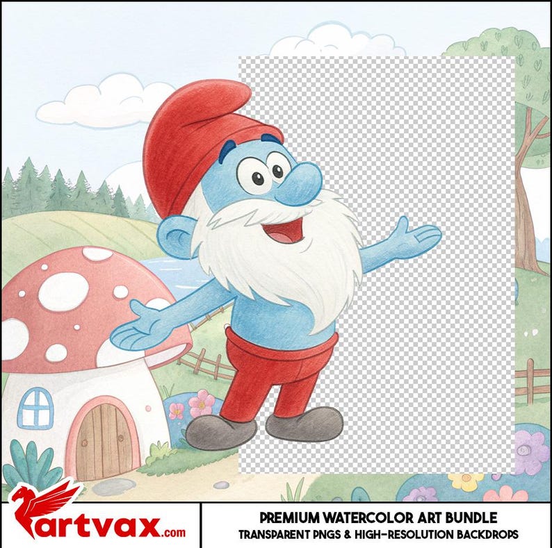 Smurfs Watercolor Clipart Bundle | Papa Smurf, Smurfette, Gargamel ...