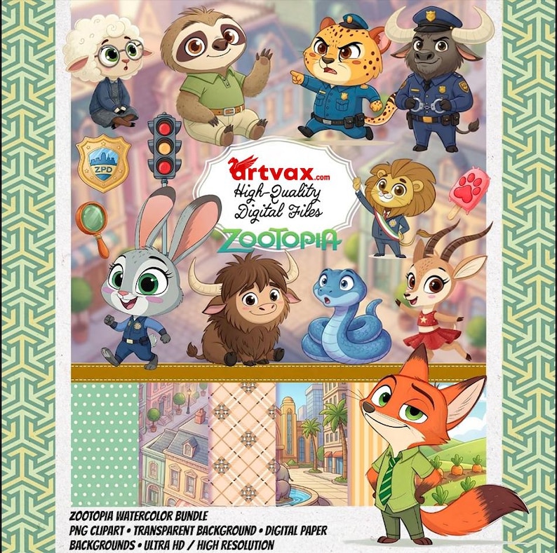 Zootopia 2 PNG Bundle | Watercolor Judy Hopps Nick Wilde Clipart ...