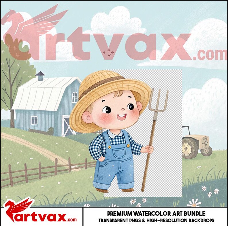 Farm Animals Watercolor Clipart Bundle | Cute Barnyard Animals PNG ...