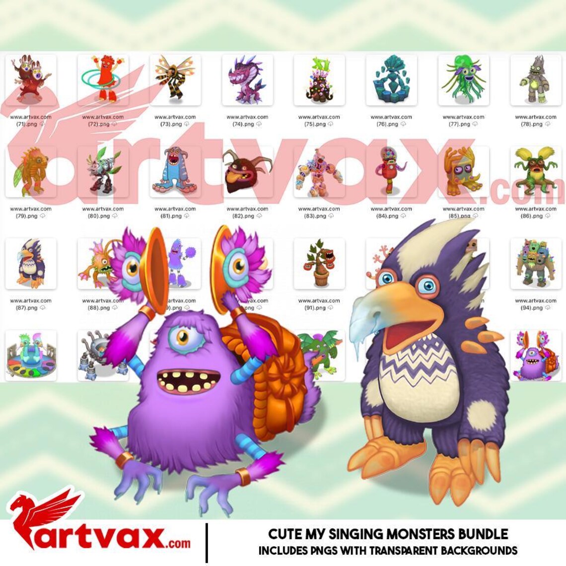 My Singing Monsters Clipart Bundle, 370+ PNG, Cute Mammott Wubbox ...