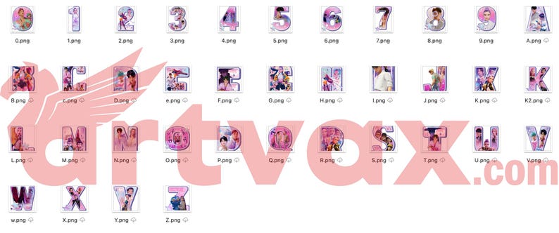 Kpop Demon Hunters Font | PNG Letters & Numbers | Cute Anime Birthday ...