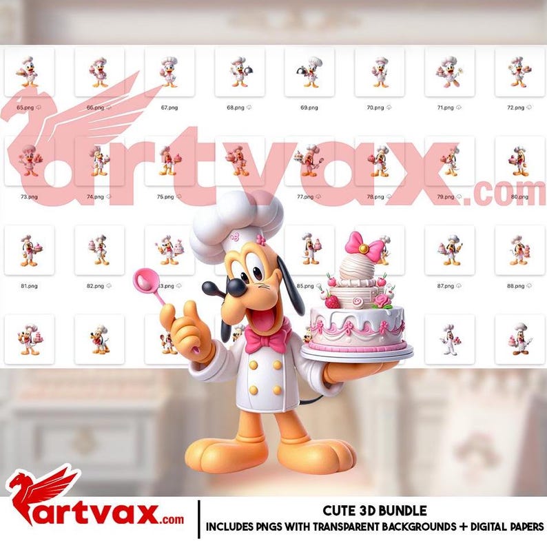 Mickey and Friends Chef PNG Bundle | 3D Baking Minnie Donald Goofy ...