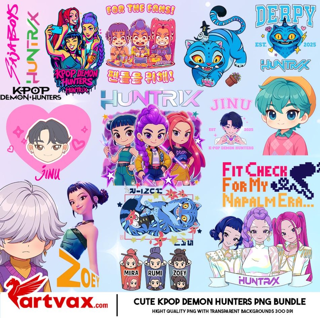 Huntrix K-pop Demon Hunters PNG Mega Bundle | Anime Kpop Girls & Boys ...