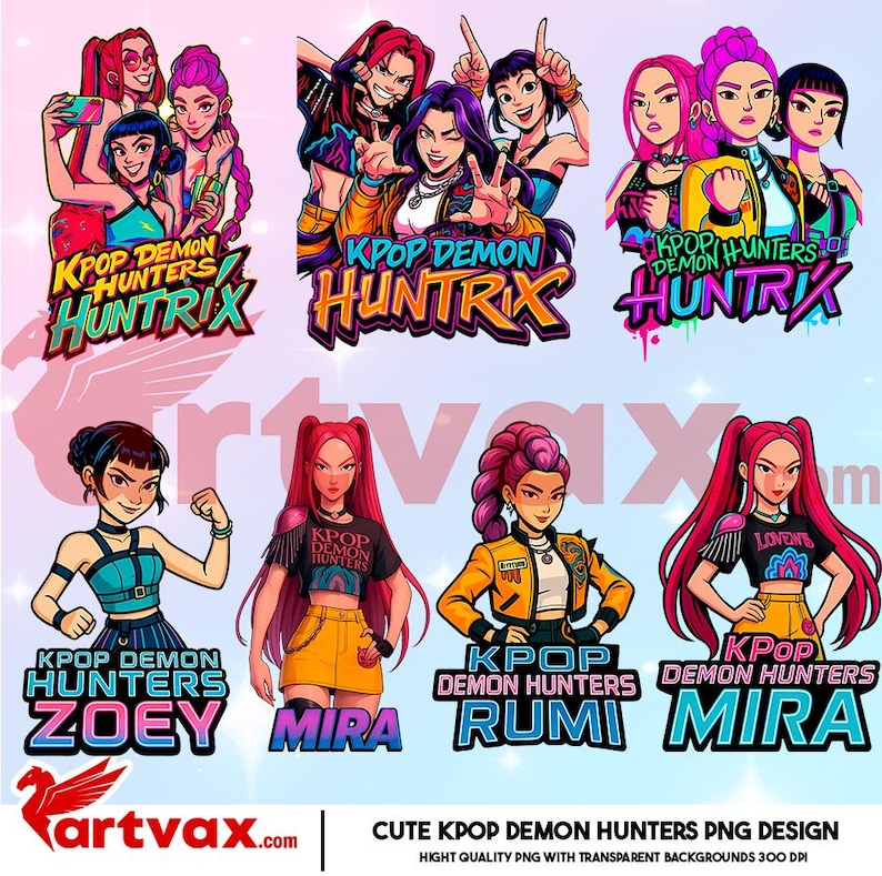 Kpop Demon Hunters PNG Bundle | Huntrix Girls Mira Rumi Zoey Anime ...