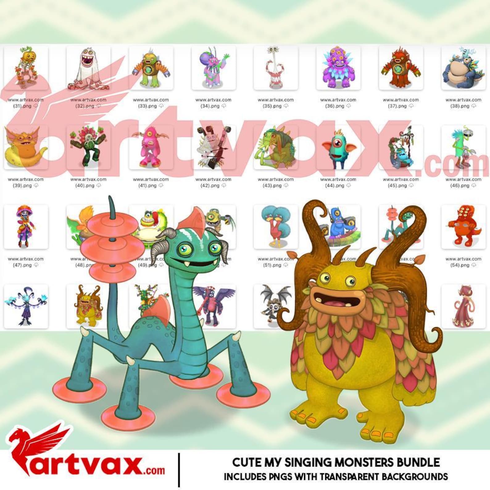 My Singing Monsters Clipart Bundle, 370+ PNG, Cute Mammott Wubbox ...