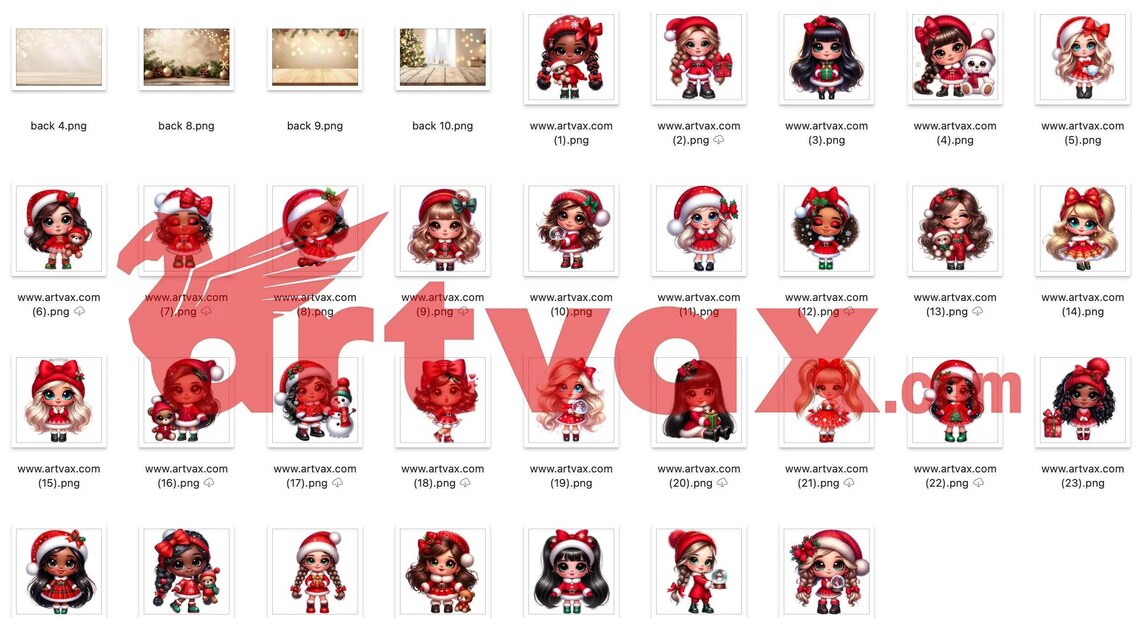 Cute 3D Christmas Girls PNG Bundle | Santa Baby Dolls Pngs | Digital ...