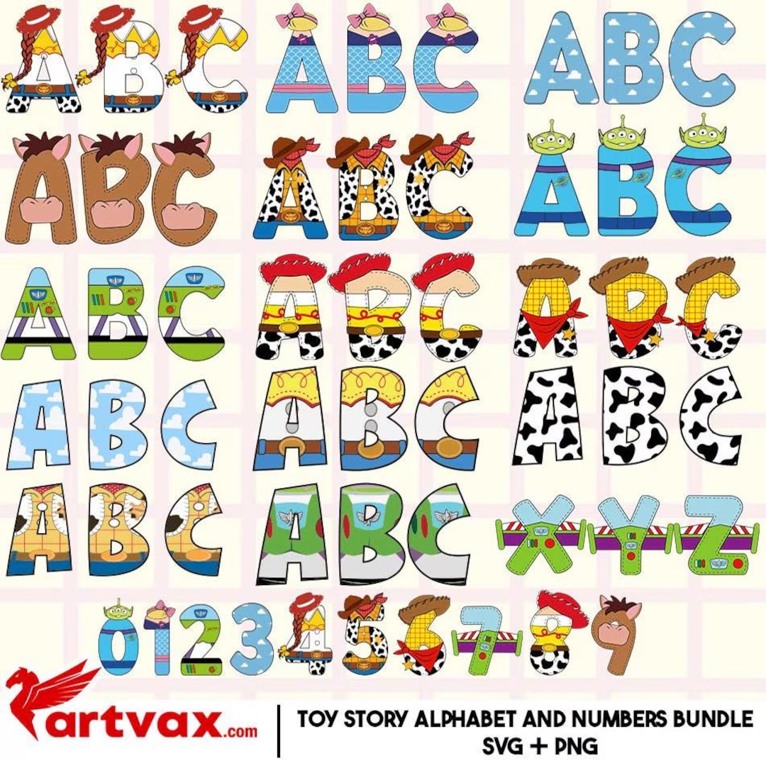 Toy Story Doodle Alphabet Png Svg, Woody Buzz Letter Font, Toy Story ...