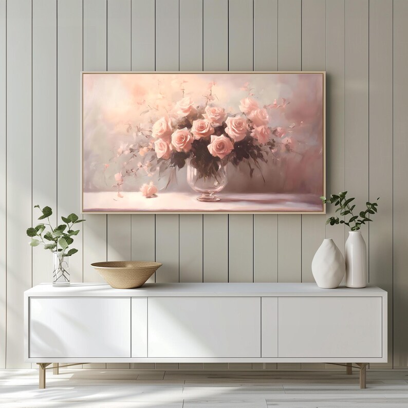 Floral Samsung Frame TV Art, Roses Still Life Painting, Spring TV Art ...