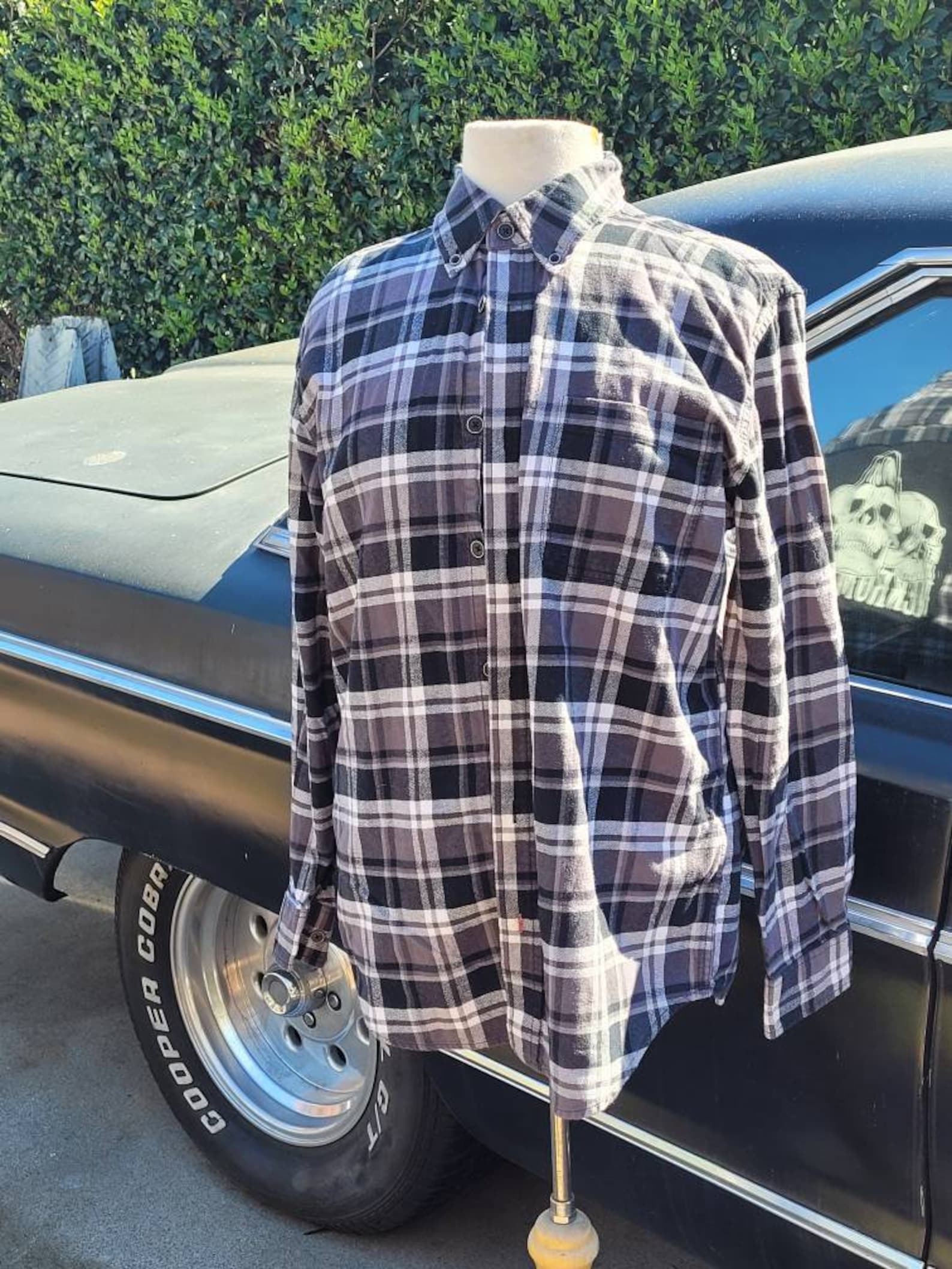 Custom Made Upcycled Vintage Flannel With NECROMANTIX Back Patch~ Men's ...