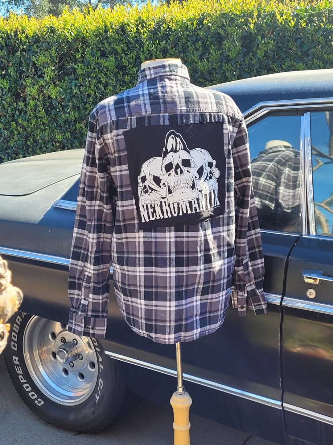 Custom Made Upcycled Vintage Flannel With NECROMANTIX Back Patch~ Men's ...