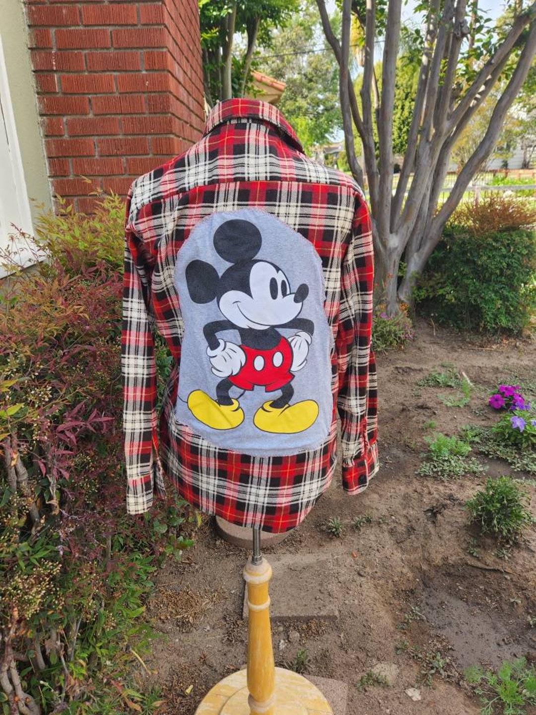 Sustainable Fashioncustom Vintage Flannel With MICKEY MOUSE Back Patch ...