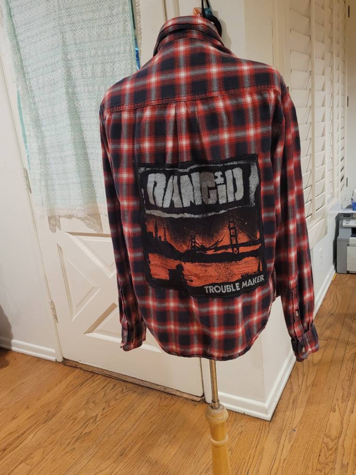 Custom Made Upcycled Flannel With RANCID Back Patch. Mens Size Medium ...
