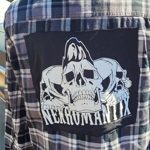 Custom Made Upcycled Vintage Flannel With NECROMANTIX Back Patch~ Men's ...