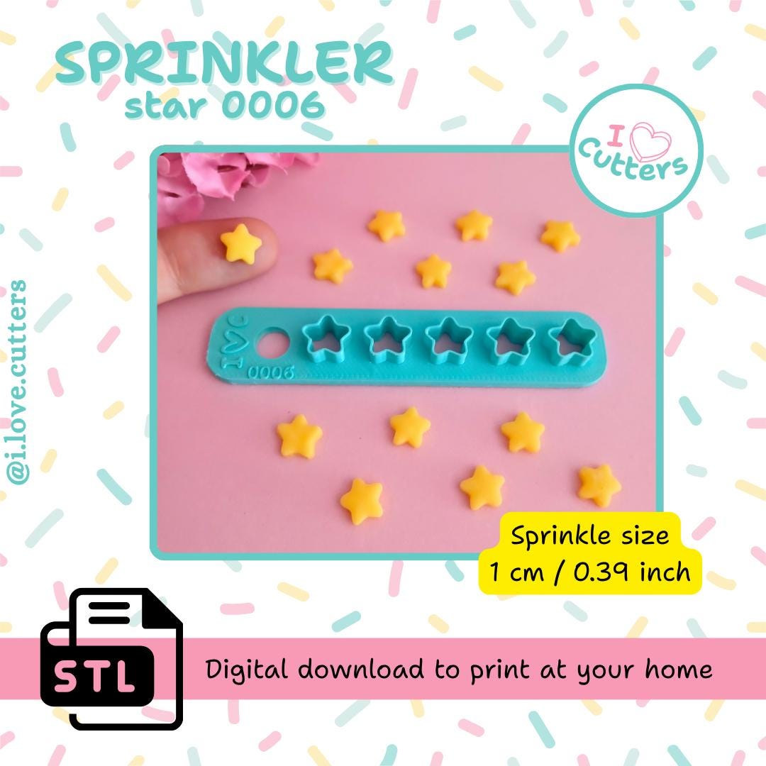 Digital: Star Sprinkles Cutter - STL File for 3D Printing | Digital ...