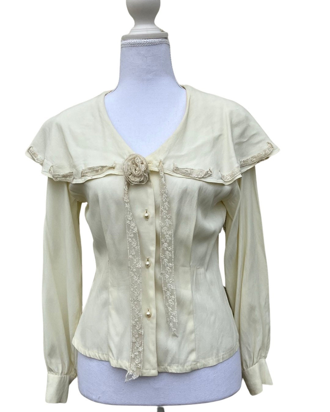 Lovely Cream 70’s Victorian Style Button up Blouse. - Etsy