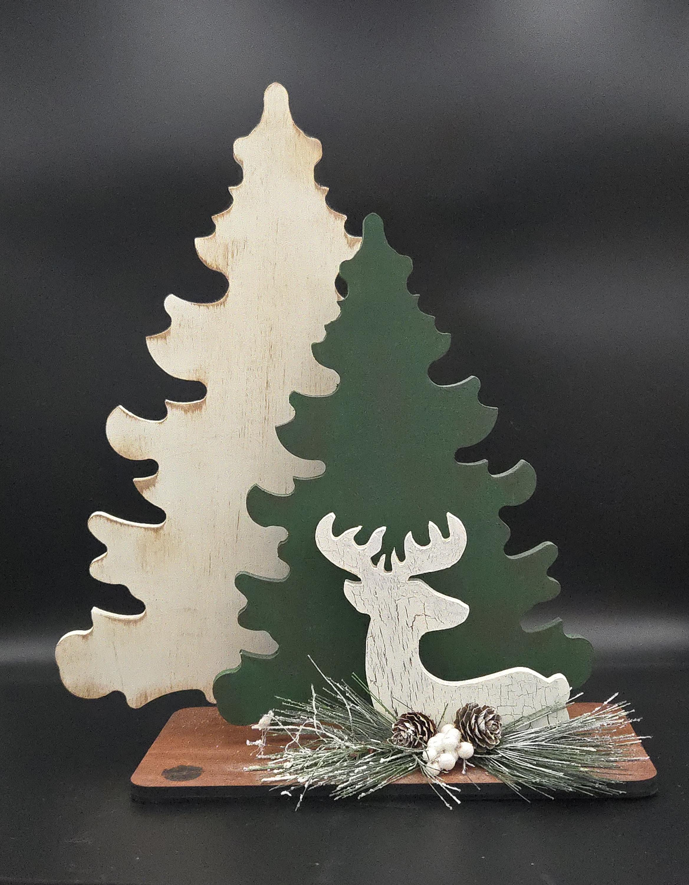 Wood Christmas Tree With Deer - Etsy