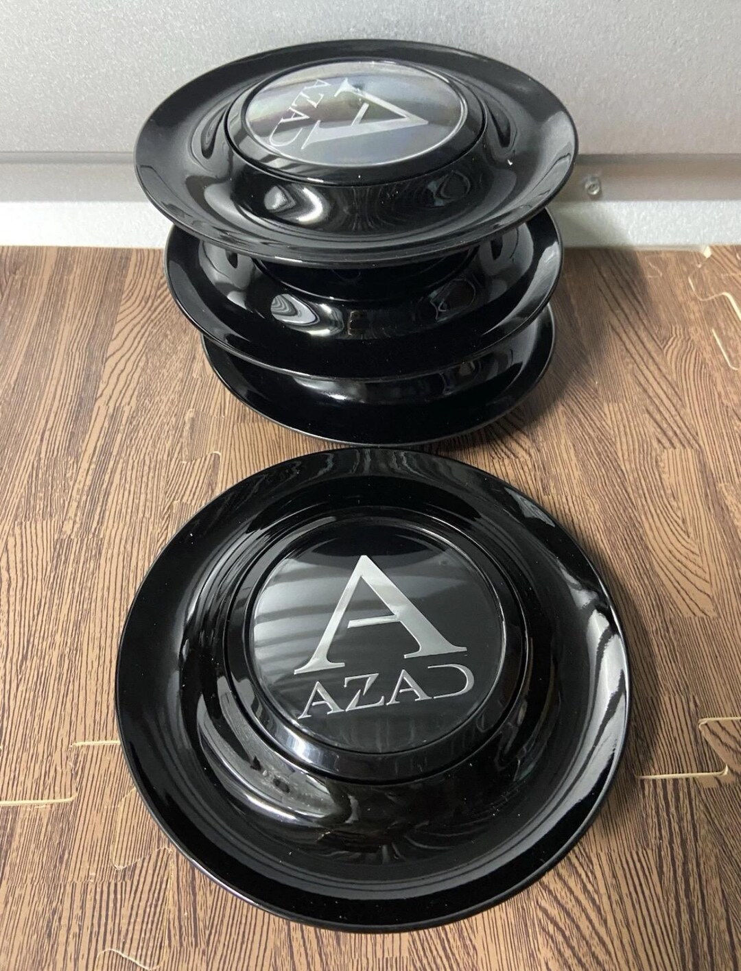 4 X Wheel Floating Center Caps for Azad Big Cap Xl Cap Black 7.2 Inch ...