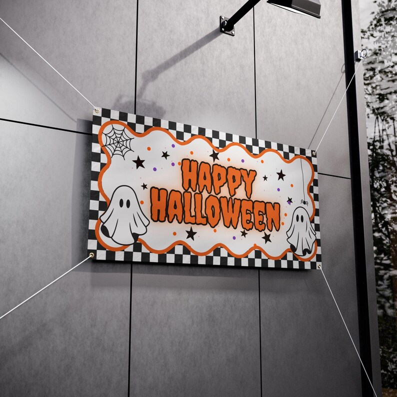 Halloween Vinyl Banner- 4ft X 2ft | Happy Halloween Party Decoration ...