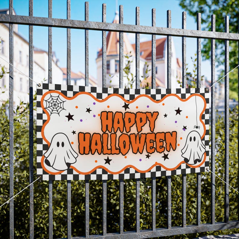 Halloween Vinyl Banner- 4ft X 2ft | Happy Halloween Party Decoration ...