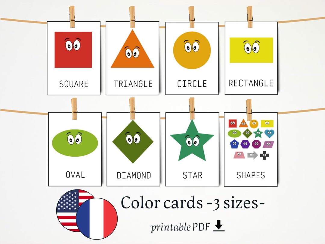 Printable Geometric Shape Flashcards for Kids, Shape Posters, 2D Shape ...