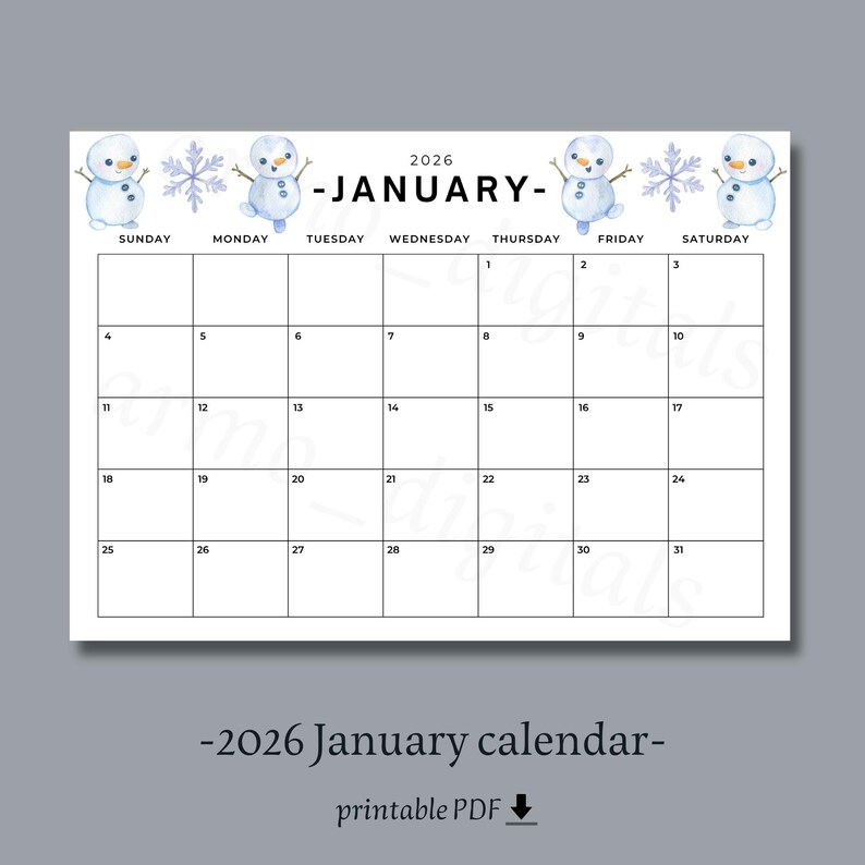 2026 January Calendar Planner, Seasonal Landscape Wall Calendar ...