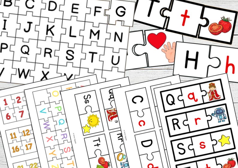 Printable Alphabet and Number Puzzles Bundle | Printable Learning Games ...