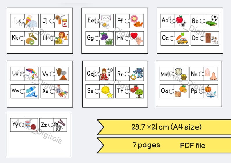 Printable Alphabet and Number Puzzles Bundle | Printable Learning Games ...