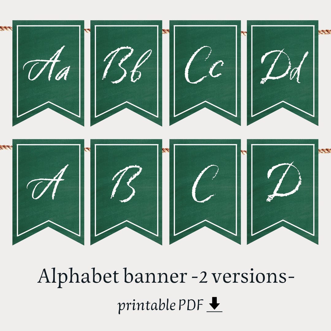 Chalkboard Elegant Alphabet Banner, Classroom Decoration, ABC Banner ...