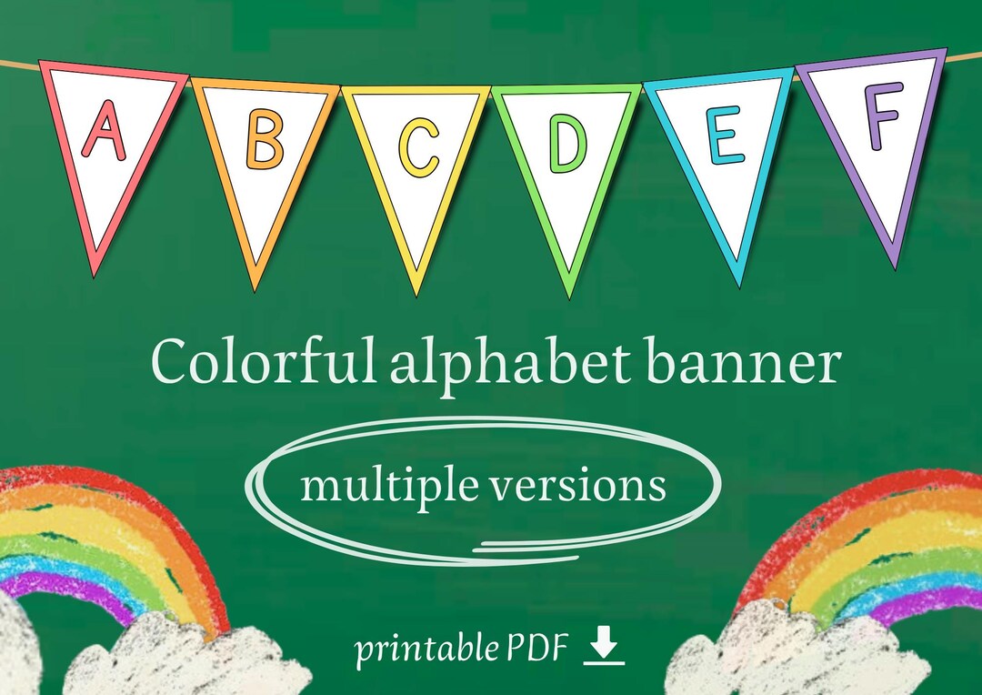 Colorful Alphabet Banner, Rainbow Banner, Classroom Decoration, ABC ...