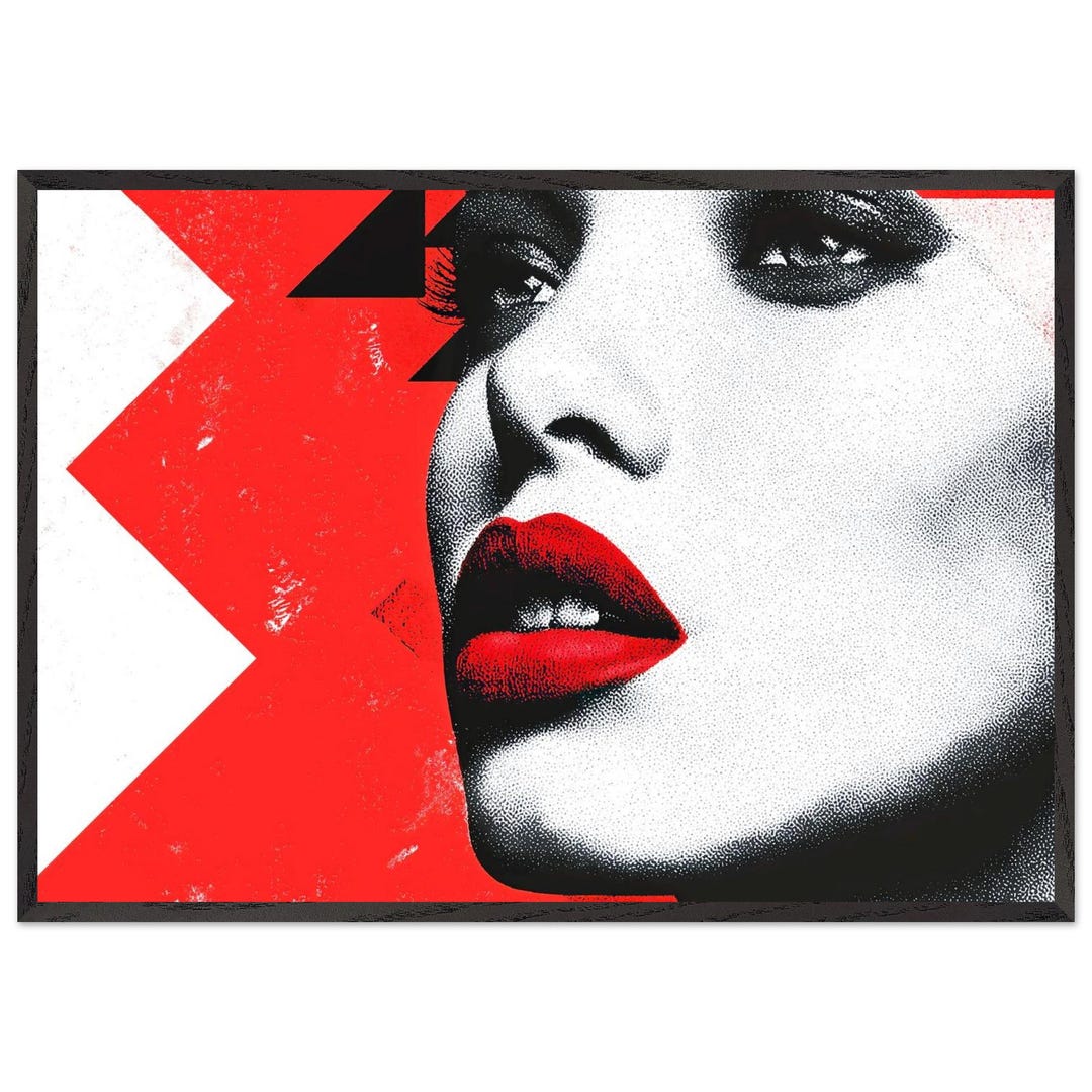 60s Style Poster | Portrait of a Woman in Red Pop Art Style | Retro ...