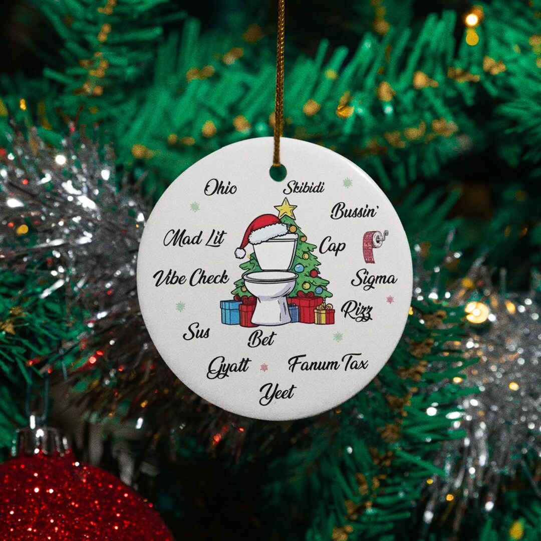 Funny Gen Alpha Christmas Ornament, Skibidi Rizzmas Toilet Meme Unique ...