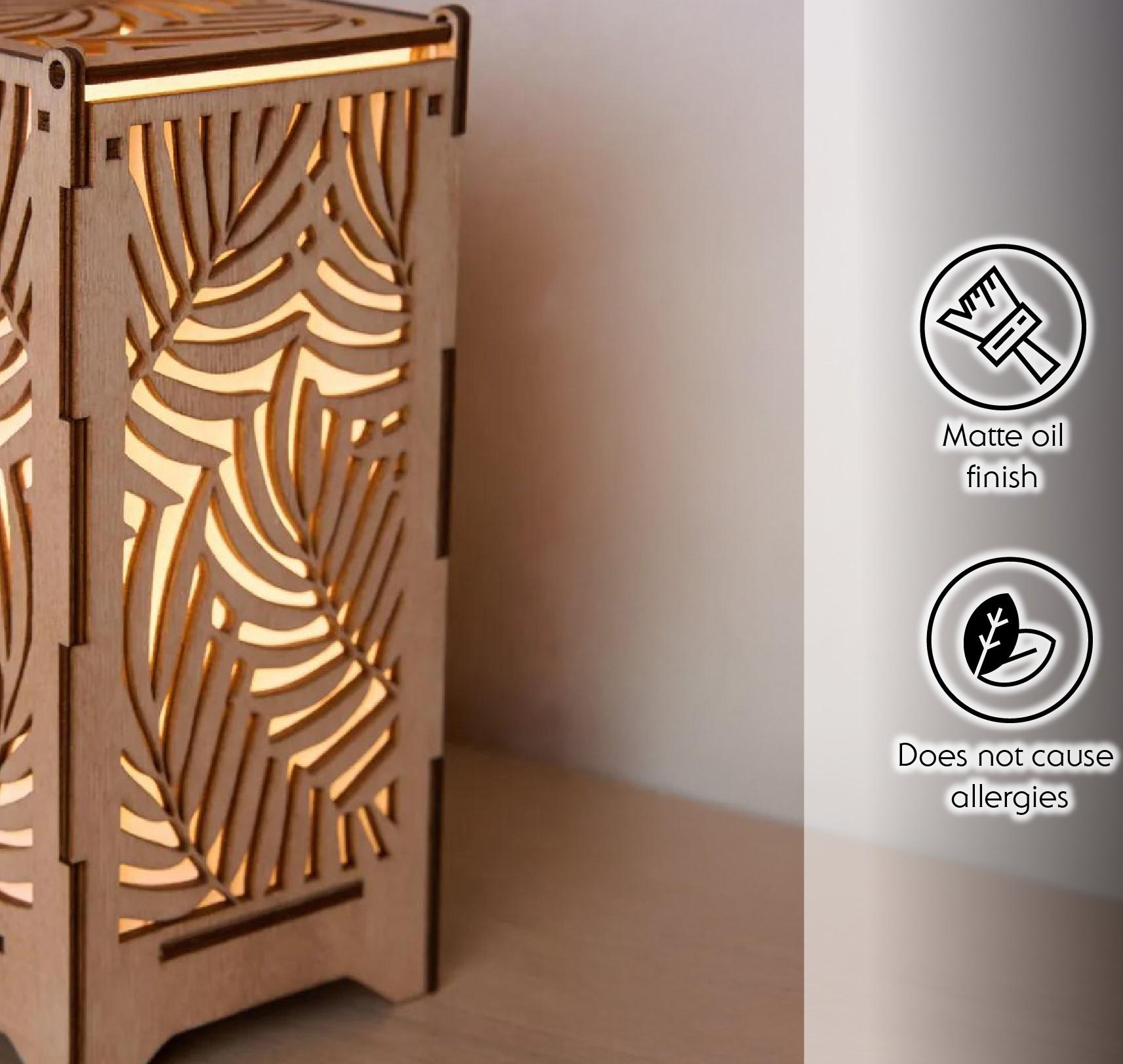 Botanical Table Lamp, Wooden Table Lamp Lantern, Wooden Bedside Table ...