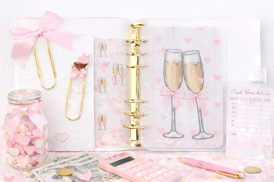 Champagne Budget Binder Set | A5 A6 A7 Cash Stuffing Planner With Bow ...