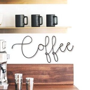 Coffee Wire Words Sign Wall Coffee Bar Lover Home Rustic Kitchen Decor ...