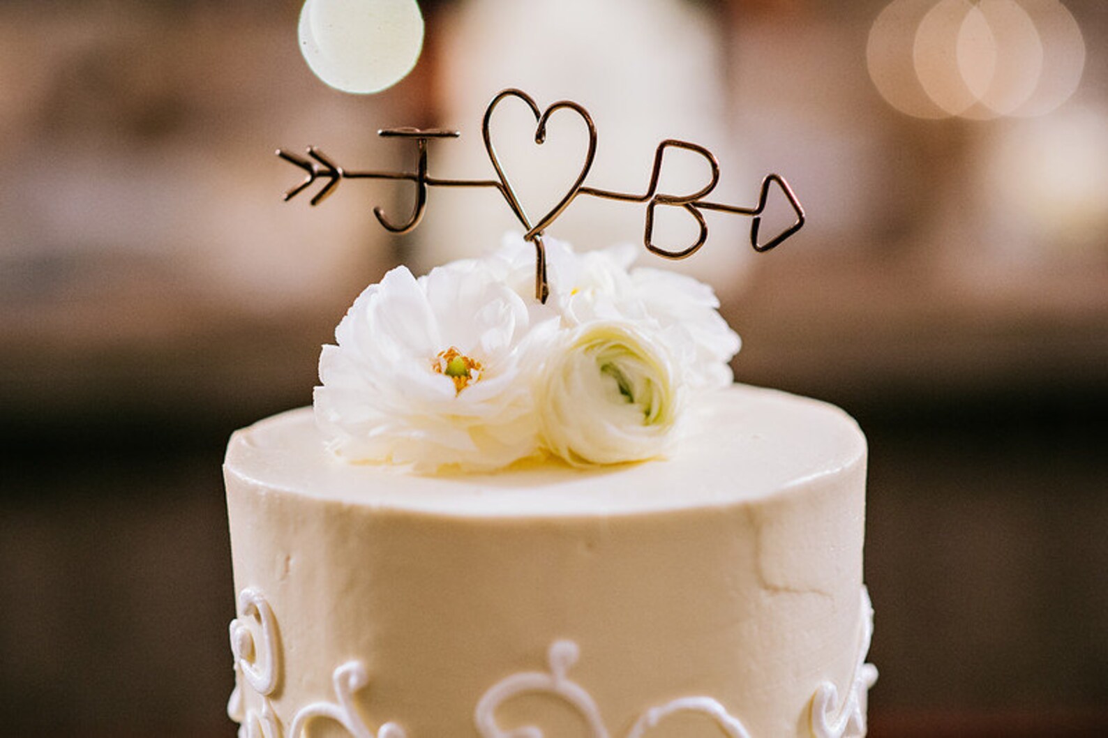Rustic Cake Topper Wire Cake Topper Arrow & Initials Cake - Etsy