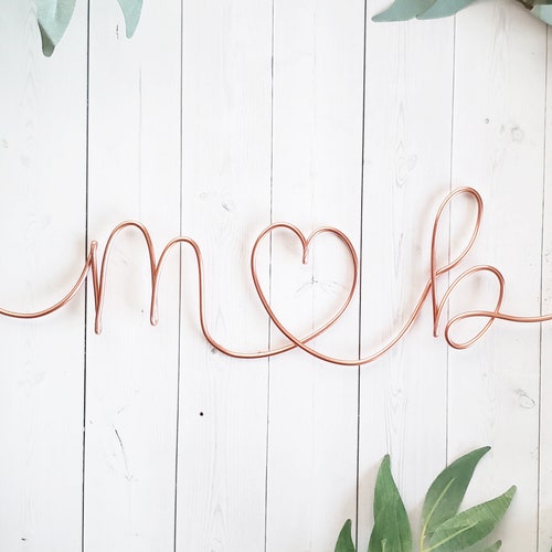 Cursive Initials Heart Monogram Sculpture Valentines Custom | Etsy