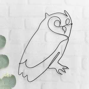 Owl Wire Sculpture Wall Hanging Continuous Single Line Art Animal ...