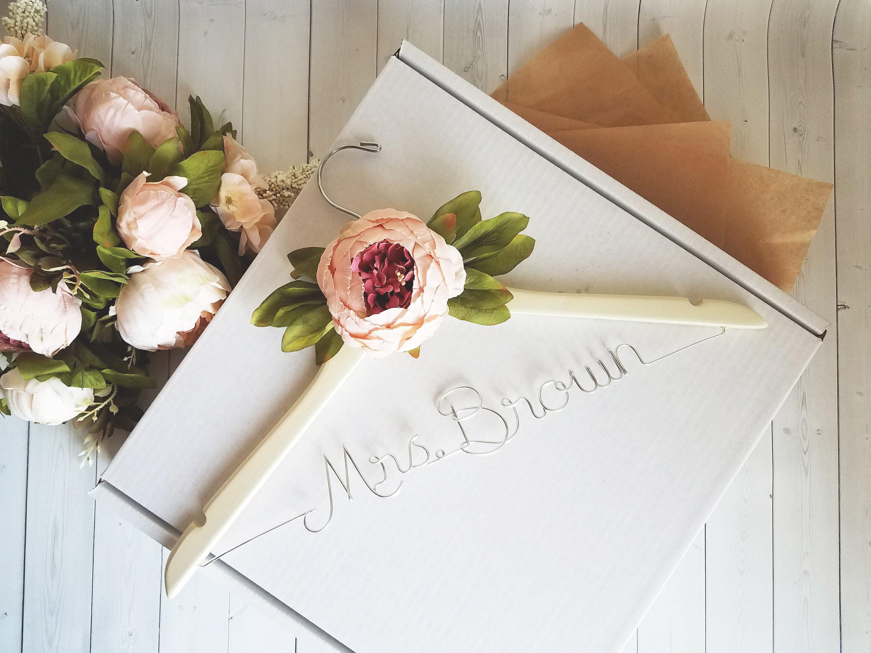 Wedding Dress Hanger With Flower - Personalized Hanger - Custom Hanger ...