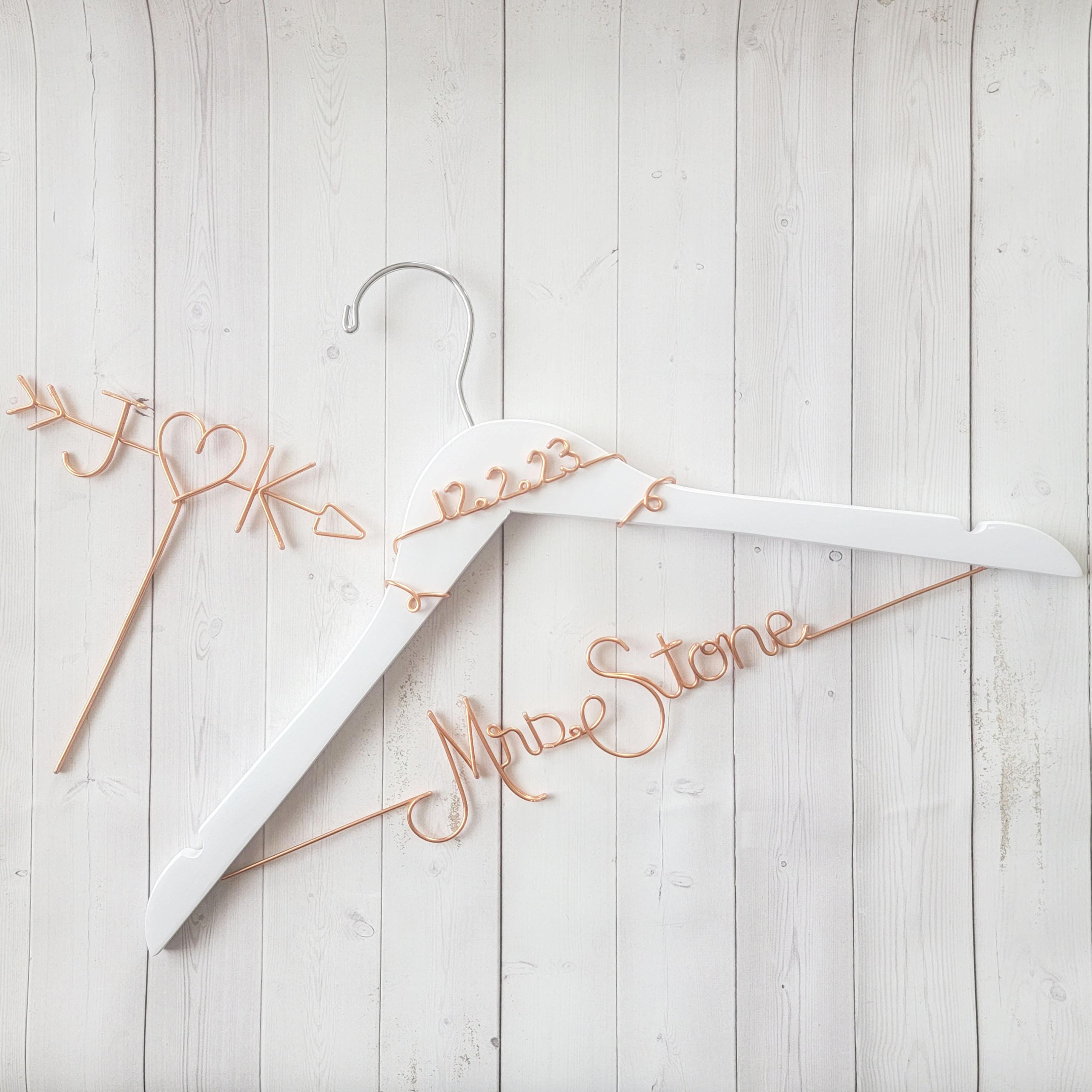 BUNDLE - Wedding Hanger and Cake Topper Heart Last Name Arrow Heart ...
