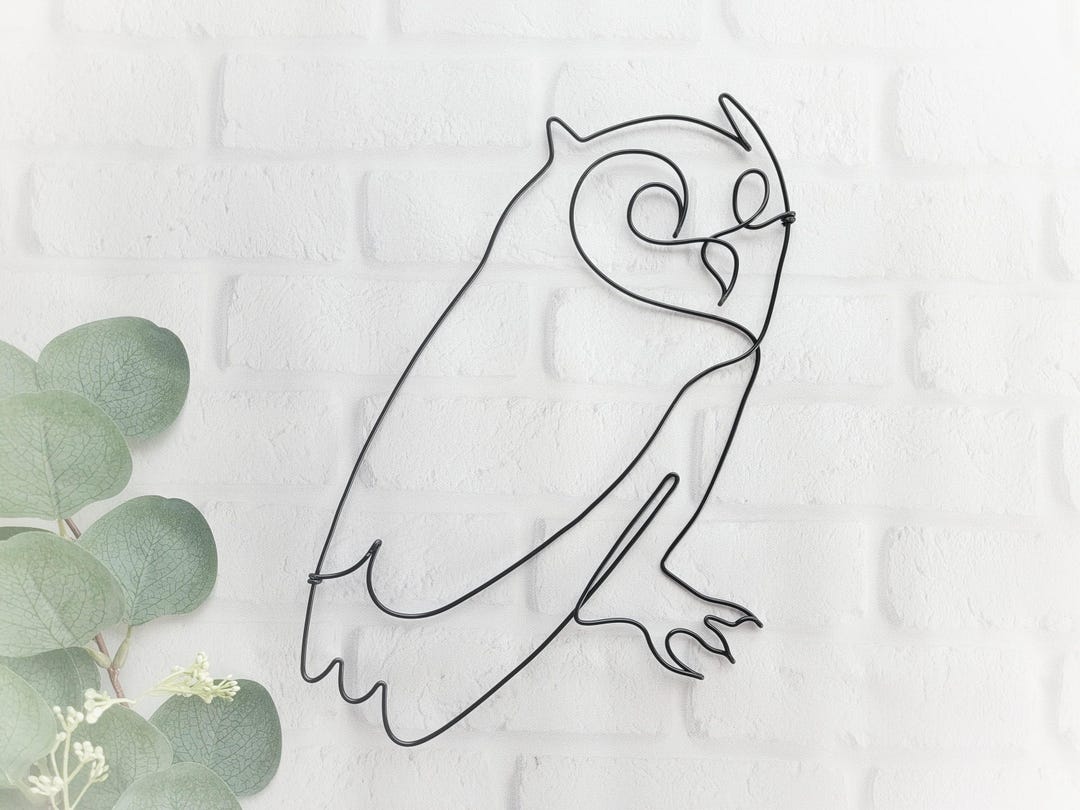 Owl Wire Sculpture Wall Hanging Continuous Single Line Art Animal ...